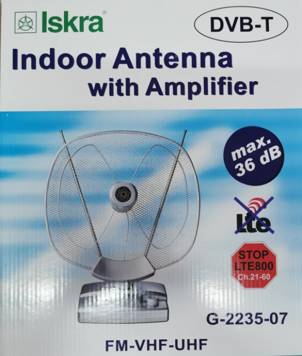 Antena Iskra G2235-07 sobna sa pojacalom, UHF/VHF, dobit 36dB, 220v + 12v