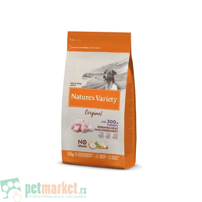 Nature’s Variety Original: Hrana za odrasle pse Mini Adult, Ćutetina, 1.5 kg