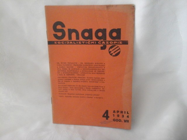 Snaga socijalistički časopis 4 april 1934