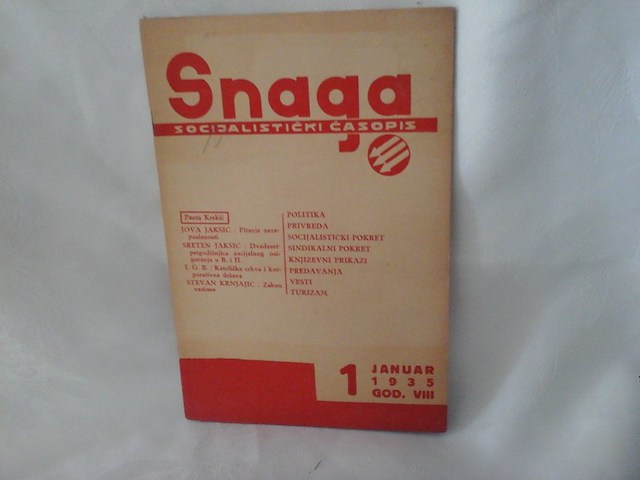 Snaga socijalistički časopis 1 januar 1935