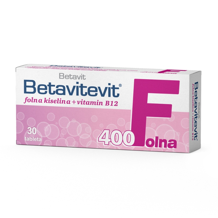 Betavitevit folna kiselina 400 + vitamin B12 30 tableta