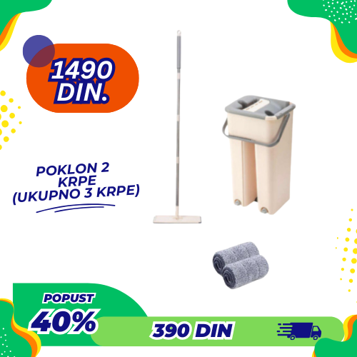 Flat Mop (brisko) sa kantom i poklon 2 krpe