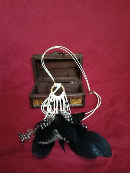 Ogrlica sa perlama i perjem