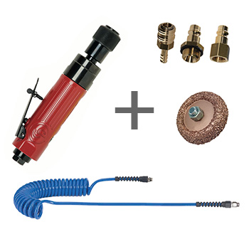 Super vulkanizerska akcija set 6 - Chicago Pneumatic pneumatska biax brusilica sporohodna CP873 + brusni disk za gumu + set spojnica + spiralno crevo