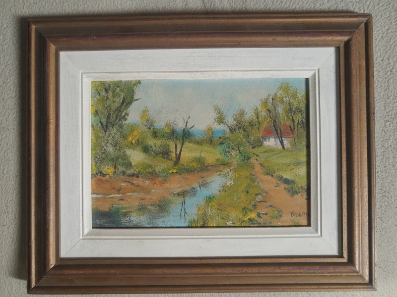 Divan pejzaž, uramljena slika 30x24 cm.