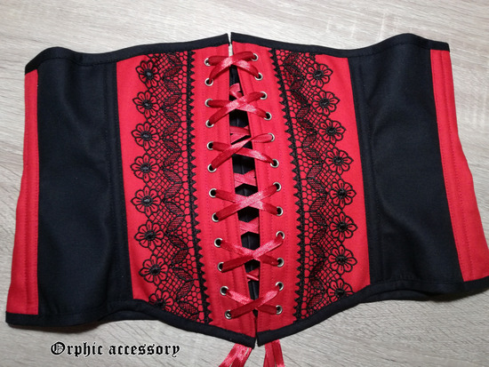 Crno crveni duzi underbust korset