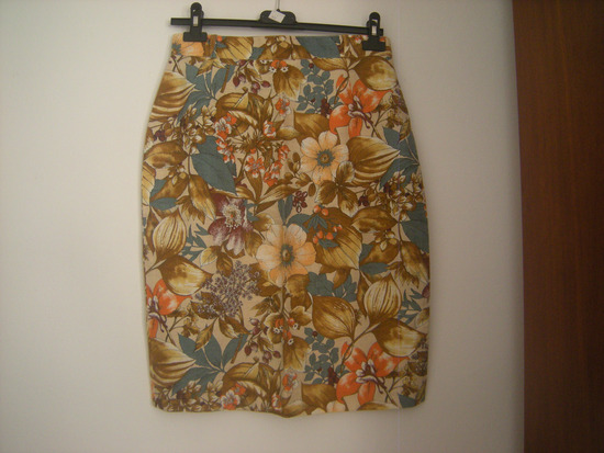 Floral lanena suknja
