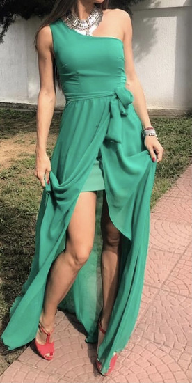 Duga zelena haljina