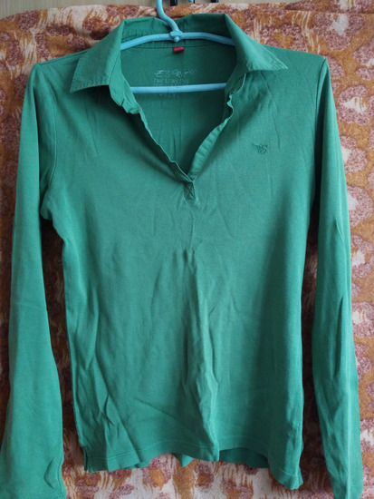 pamučna zelena bluza sa kragnom
