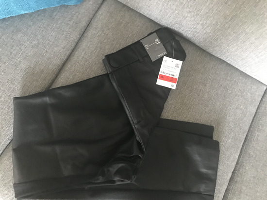 Black leather cotton pants