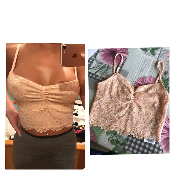 Prelepa nude cipkasta crop top majica