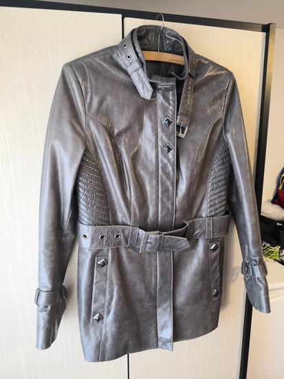 Mona nova siva kožna jakna, veličina 38(S)