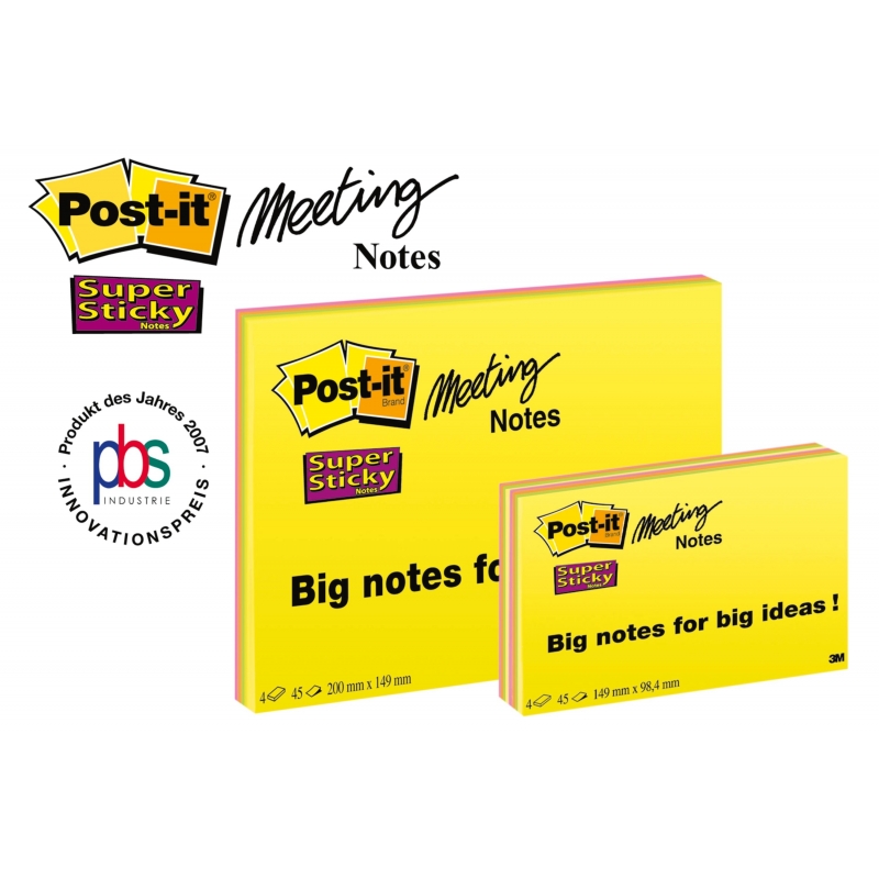 Post-it Super Sticky 203 x 152 mm, 4 boje x 45L 6845-SS EU 3M