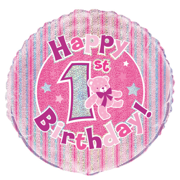 55483U
18″ Foil 1st Birthday Pink Prism