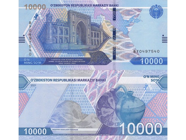 UZBEKISTAN 10.000 Sum 2021 UNC, P-new