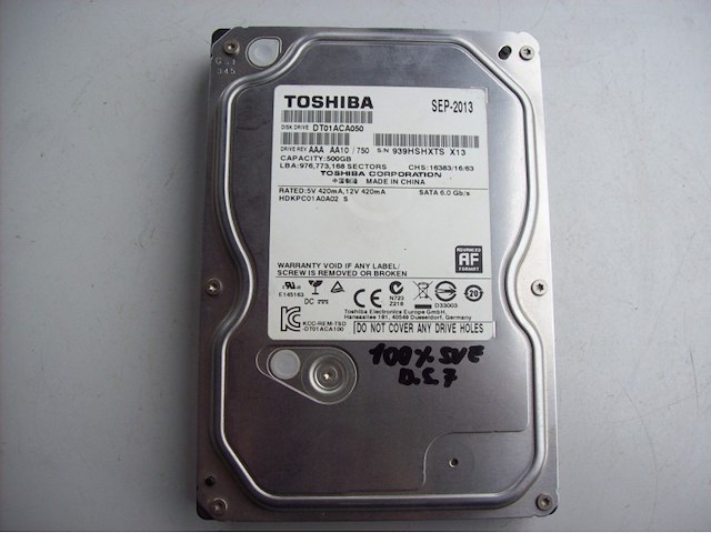 500GB TOSHIBA sata III ,DT01ACA050 ,32 mb - 100% sve