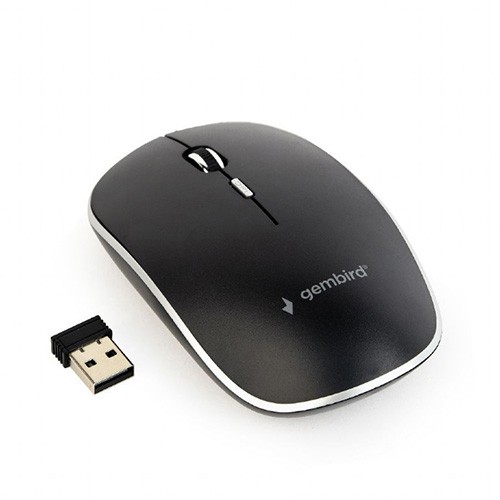 Gembird Silent wileless optical mouse, 800-1600 dpi, USB 2.4GHz, black | MUSW-4BS-01