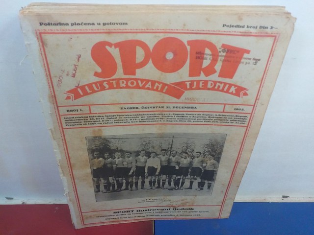 SPORT ILUSTROVANI TJEDNIK 1922 - DEC. BR.1