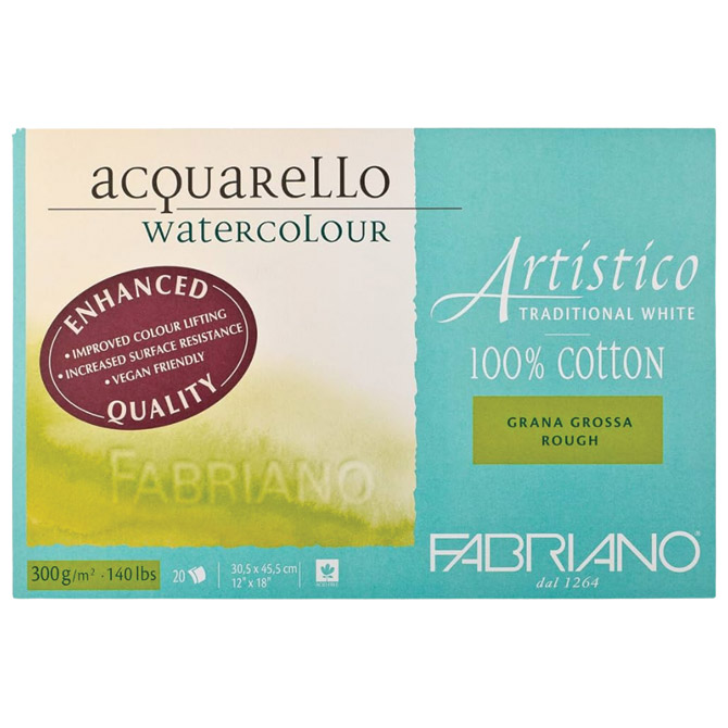 Blok Watercolour Artistico traditional white 30,5x45,5cm 20L 300g (rough/grana grossa) Fabriano 19023045