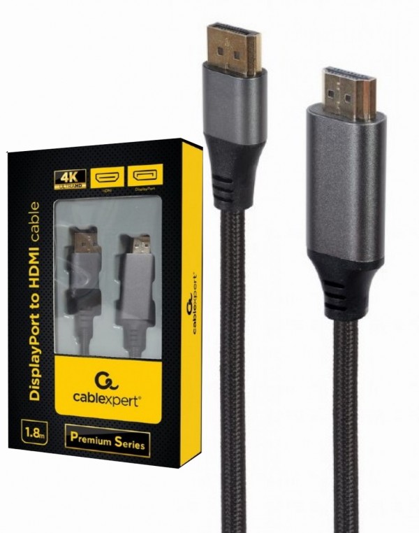 CC-DP-HDMI-4K-6 Gembird DisplayPort na HDMI interface kabl,4K at 60 Hz, Premium Series 1.8m