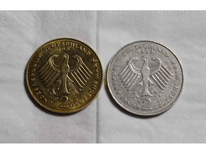2 x 2 deutsche mark 1987 J i D
