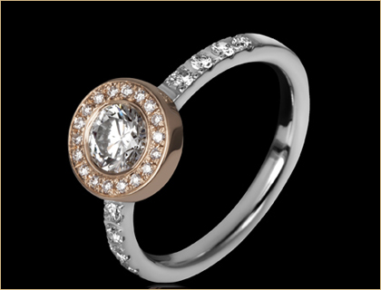 Verenički prsten od roze i belog zlata