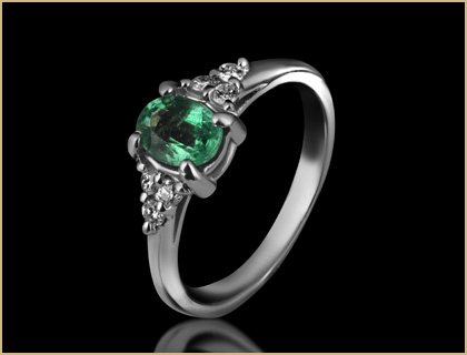 Verenički prsten belo zlato, Smaragd