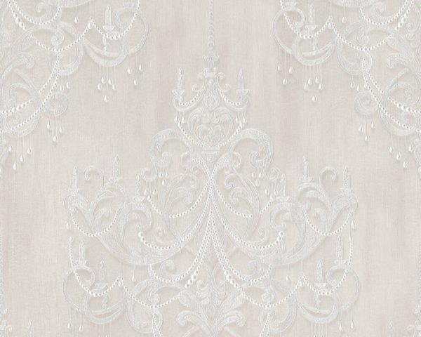 Livingwalls Wallpaper «Baroque, Cream, Grey, White» 380962