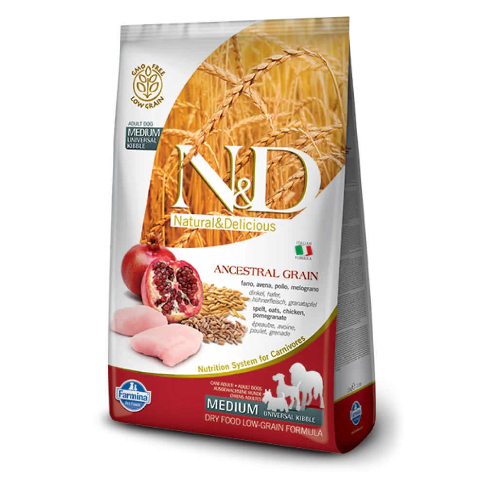 N&D hrana za pse Ancestral Grain CHICKEN & POMEGRANATE (Adult, Medium & Maxi) 2.5kg
