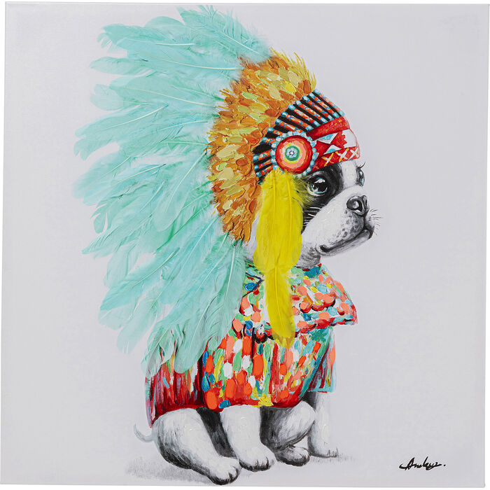 Canvas Picture Headdress Dog 80x80cm