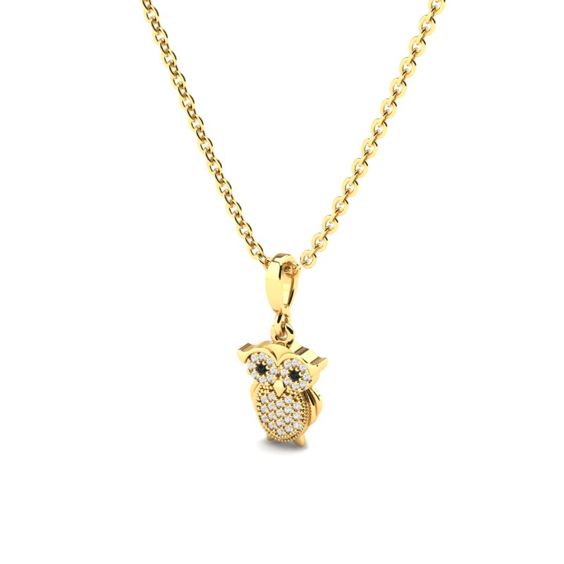Zlatna ogrlica sa cirkonima Owl