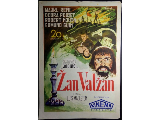 ŽAN VALŽAN (1952) dizajn Šešelj FILMSKI PLAKAT