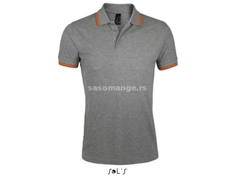 Polo majica za muškarce veličina M Sols Pasadena Melange Grey/Orange 00577