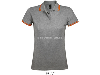 Sols Pasadena Ženska majica sa kragnom vel. XXL Melange Grey/Orange 00578