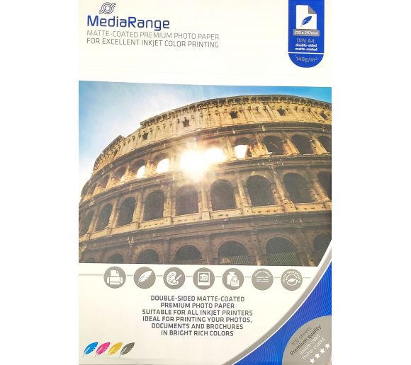 MEDIARANGE - 140g dual side matte coated A4 MRINK111 foto papir 100 lista ( FP140MRD/Z )