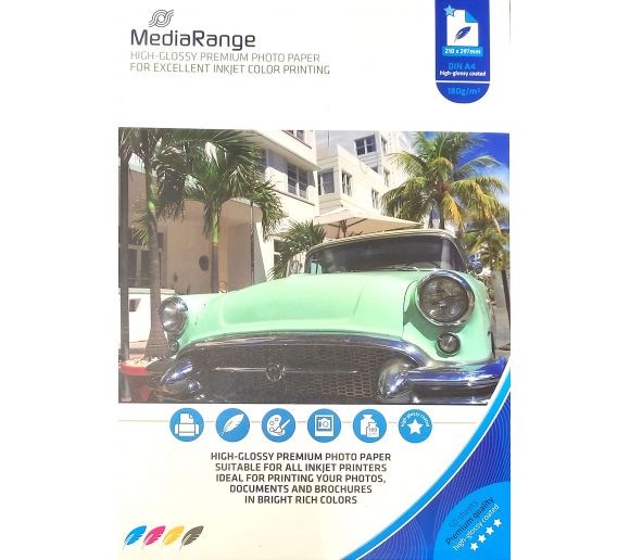 MEDIARANGE - 180GR GLOSSY A4 germany foto papir inkjet MRINK117/50KOM ( FP180MR/Z )