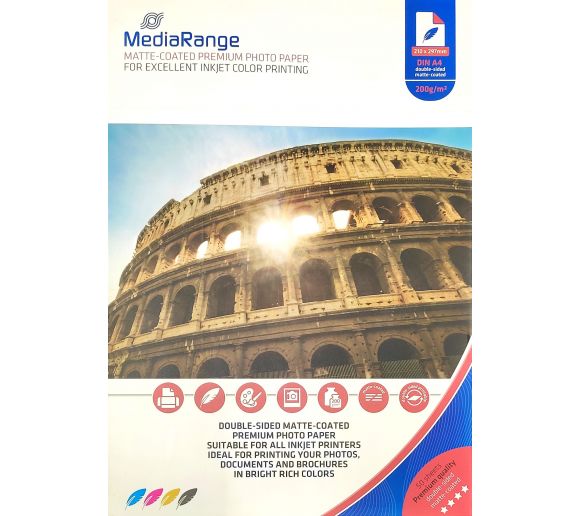 MEDIARANGE - 200GR DUALSIDE MATT A4 FOTO-PAPIR INKJET MRINK102