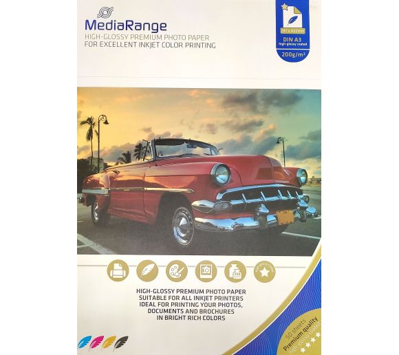 MEDIARANGE - 200GR GLOSSY A3 GERMANY FOTO-PAPIR INKJET MRINK109