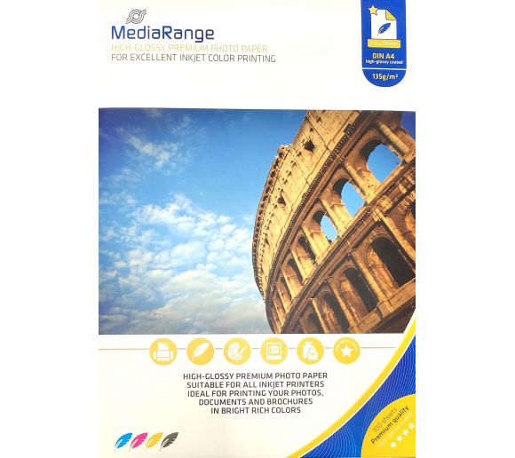 MEDIARANGE - 135GR PHOTO GLOSSY A4 GERMANY FOTO-PAPIR INKJET 100 KOM/MRINK107