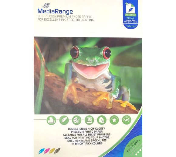 MEDIARANGE - 160GR DOUBLE SIDE HI GLOSSY A4 GERMANY FOTO-PAPIR INKJET 50 KOM/MRINK108