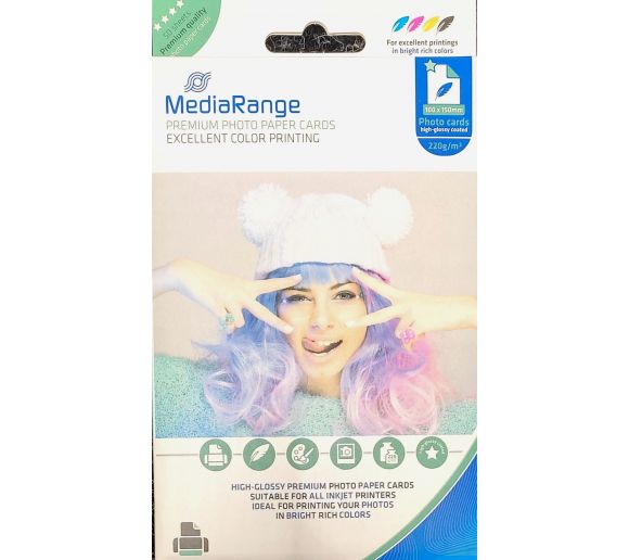 MEDIARANGE - 220GR GLOSSY 10X15CM GERMANY FOTO-PAPIR INKJET 50KOM/56/MRINK104/