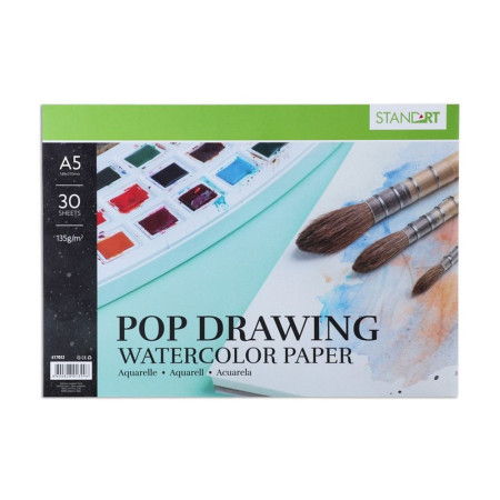 Pop drawing, akvarel blok, 135g, 30 lista, A5 ( 617052 )