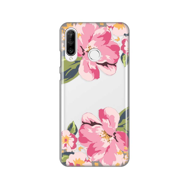 Maskica Silikonska Print Skin za Huawei P30 Lite Pink Flower