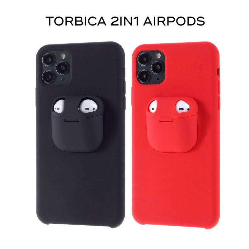 Maskica 2in1 airpods za iPhone XS Max crvena