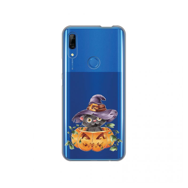 Maskica Silikonska Print Skin za Huawei P smart Z/Y9 Prime 2019/Honor 9X (EU) Black Witch Cat