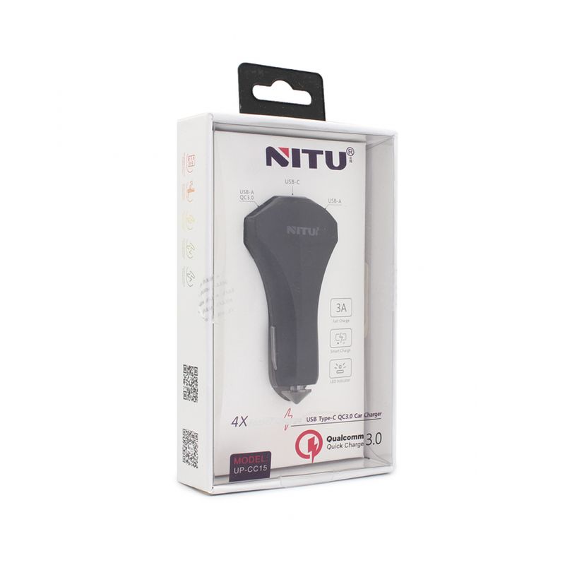Auto punjac Nitu NT-CC15 QC 3.0 dual USB 5V 3A crni