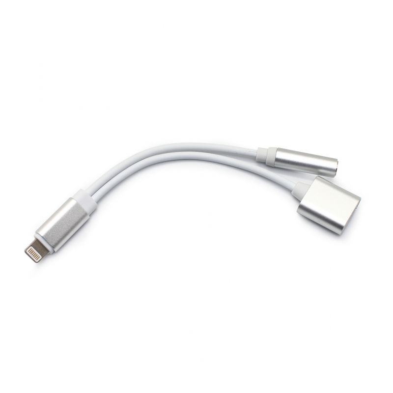 Iphone lightning adapter za slusalice i punjenje srebrni