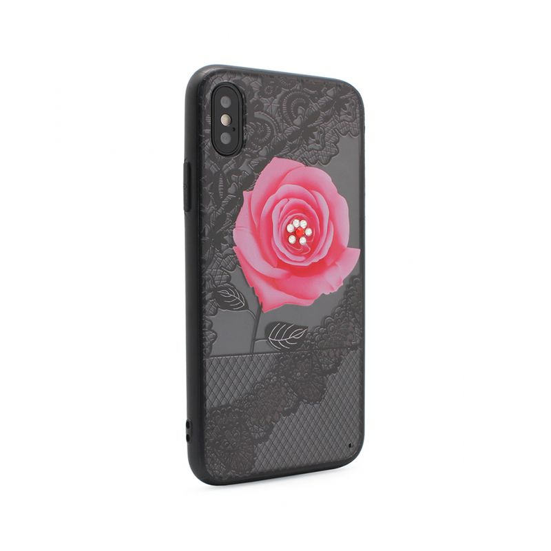 Maskica Lace Flower za iPhone X roze