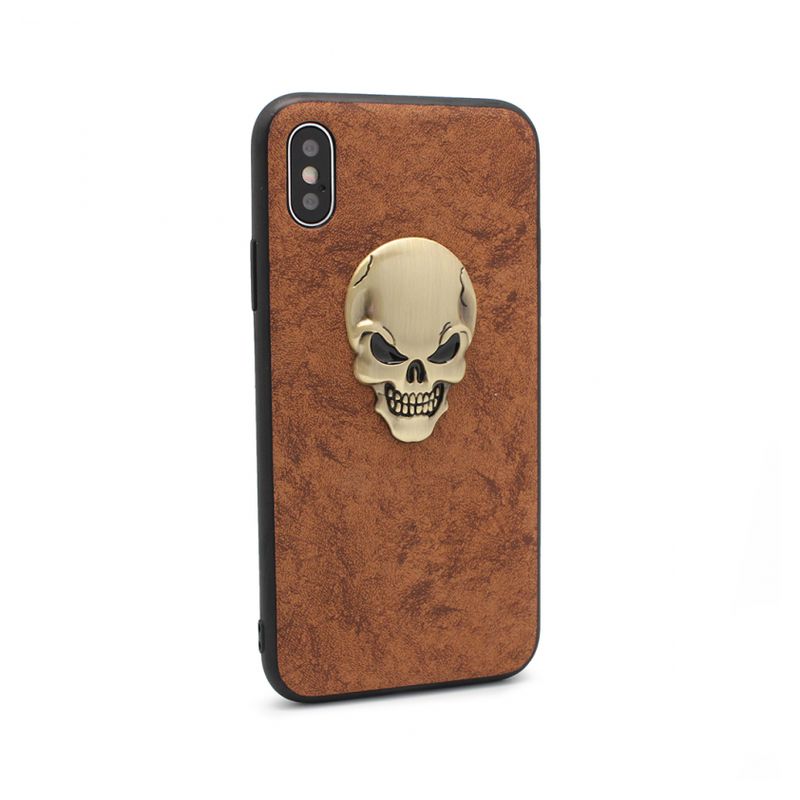 Maskica Skull gold za iPhone X braon