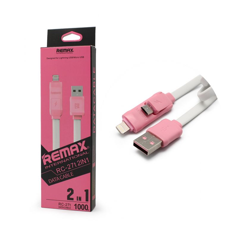 Data kabl REMAX Bamboo RC-27t za iPhone lightning/micro USB beli 1m